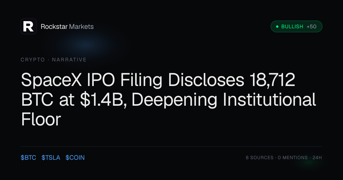 SpaceX IPO Filing Discloses 18,712 BTC at $1.4B, Deepening ...